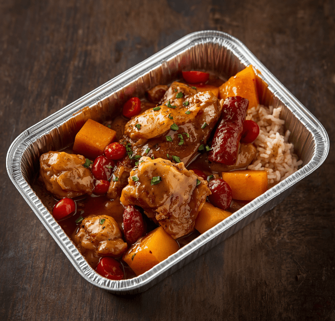 Chicken with Pumpkin, Chorizo & Tomato with Rice