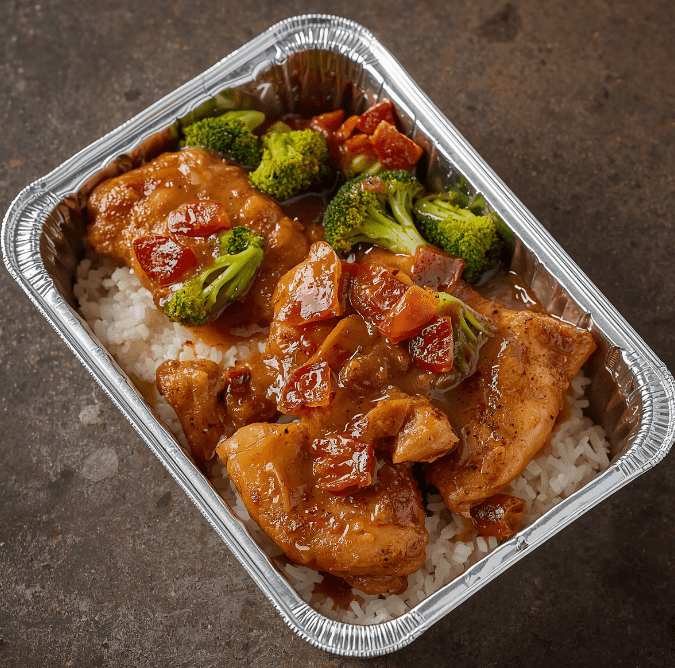 Chicken Thighs with Bacon & Broccoli with Rice